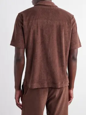 Orlebar Brown Hawkin Camp-collar Organic Cotton-terry Shirt - Brown