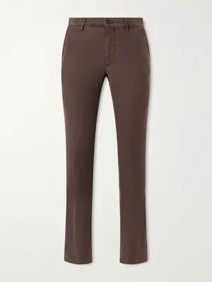 SLOWEAR Slim-fit Straight-leg Stretch-cotton Trousers - Brown