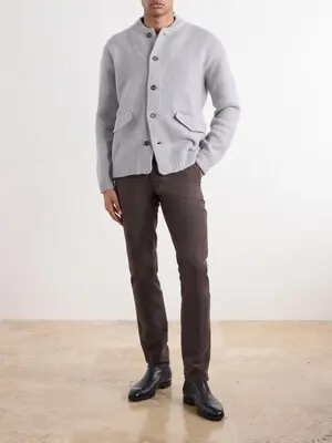 SLOWEAR Slim-fit Straight-leg Stretch-cotton Trousers - Brown