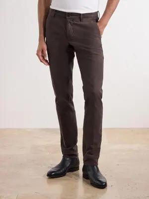 SLOWEAR Slim-fit Straight-leg Stretch-cotton Trousers - Brown