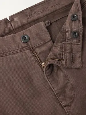 SLOWEAR Slim-fit Straight-leg Stretch-cotton Trousers - Brown