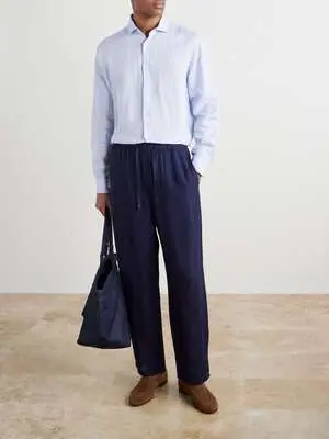 FRAME Straight-leg Linen Drawstring Trousers