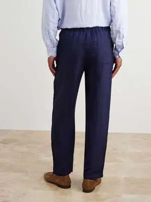 FRAME Straight-leg Linen Drawstring Trousers