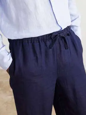 FRAME Straight-leg Linen Drawstring Trousers