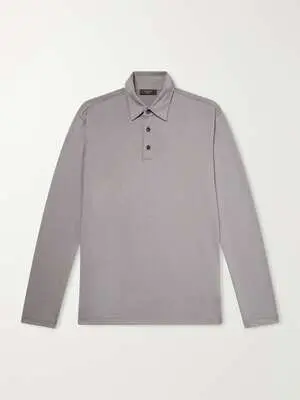 SLOWEAR Zanone Cotton And Silk-blend Jersey Polo Shirt - Gray