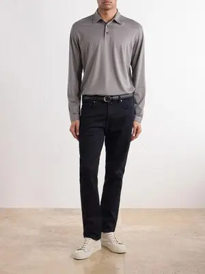 SLOWEAR Zanone Cotton And Silk-blend Jersey Polo Shirt