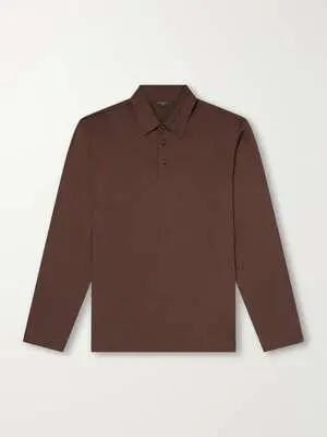 SLOWEAR Zanone Cotton And Silk-blend Jersey Polo Shirt - Brown