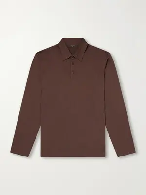 SLOWEAR Zanone Cotton And Silk-blend Jersey Polo Shirt - Brown
