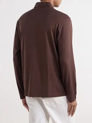 SLOWEAR Zanone Cotton And Silk-blend Jersey Polo Shirt - Brown