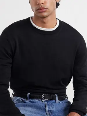SLOWEAR Slim-fit Flexwool Crewneck Sweater - Black