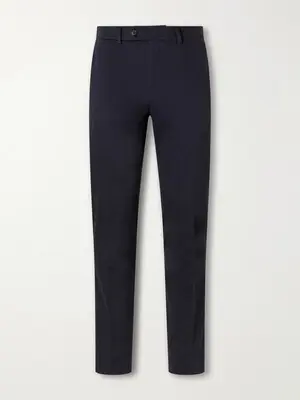 SLOWEAR Straight-leg Stretch-cotton Gabardine Trousers - Blue