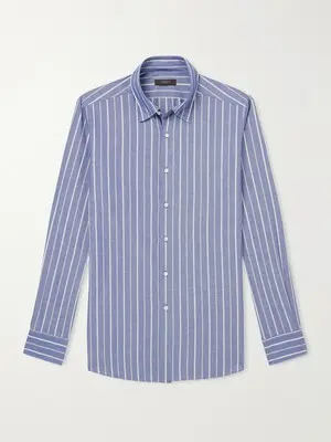 SLOWEAR Glanshirt Striped Cotton-poplin Shirt - Blue