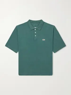 Visvim Mondo Weller Logo-appliquéd Cotton-piqué Polo Shirt - Green