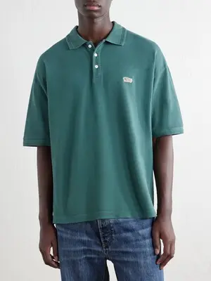 Visvim Mondo Weller Logo-appliquéd Cotton-piqué Polo Shirt - Green