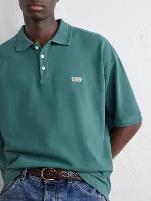 Visvim Mondo Weller Logo-appliquéd Cotton-piqué Polo Shirt - Green