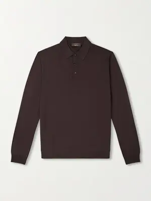 SLOWEAR Zanone Slim-fit Flexwool Polo Shirt - Brown