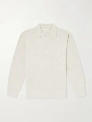 Hartford Ribbed Recycled Wool And Cashmere-blend Polo Shirt - Neutrals