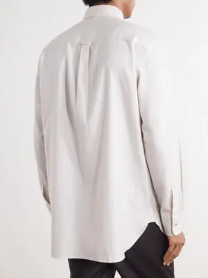 Paul Smith Button-down Collar Cotton And Lyocell-blend Herringbone Shirt
