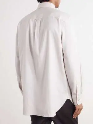 Paul Smith Button-down Collar Cotton And Lyocell-blend Herringbone Shirt