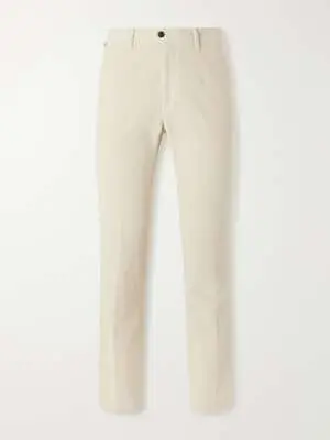 SLOWEAR Straight-leg Cotton-blend Corduroy Trousers - Ecru