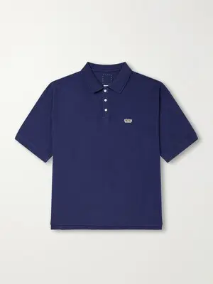 Visvim Mondo Weller Logo-appliquéd Cotton-piqué Polo Shirt - Blue