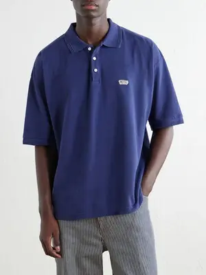 Visvim Mondo Weller Logo-appliquéd Cotton-piqué Polo Shirt - Blue