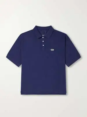 Visvim Mondo Weller Logo-appliquéd Cotton-piqué Polo Shirt - Navy