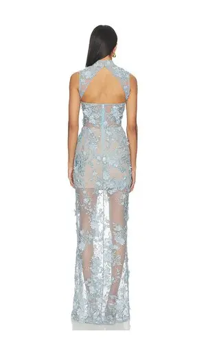 BRONX BANCO Tiffany Sequin Floral Maxi Dress In Slate