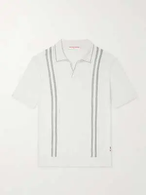 Orlebar Brown Horton Striped Silk And Cotton-blend Polo Shirt