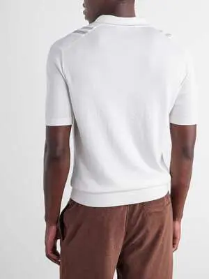 Orlebar Brown Horton Striped Silk And Cotton-blend Polo Shirt