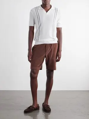 Orlebar Brown Horton Striped Silk And Cotton-blend Polo Shirt