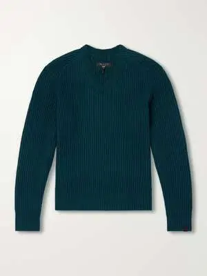 Rag & Bone Ribbed Wool And Cashmere-blend Sweater - Green