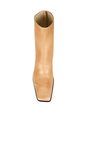 Tory Burch Asymmetric Cap Toe Ankle Boot In Tan