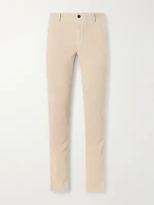 SLOWEAR Straight-leg Cotton-blend Corduroy Trousers - Neutrals
