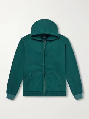 A.PRESSE Vintage Cotton-jersey Zip-up Hoodie - Green
