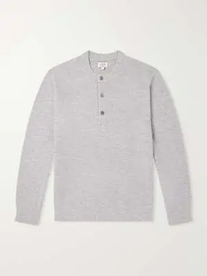HARTFORD Wool And Cashmere-Blend Waffle Henley Sweater