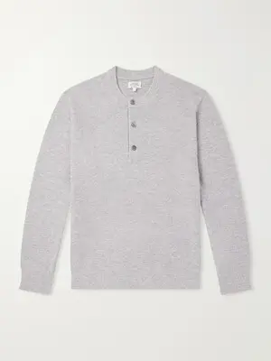 HARTFORD Hartford - Wool And Cashmere-Blend Waffle Henley Sweater - Men - Gray - S