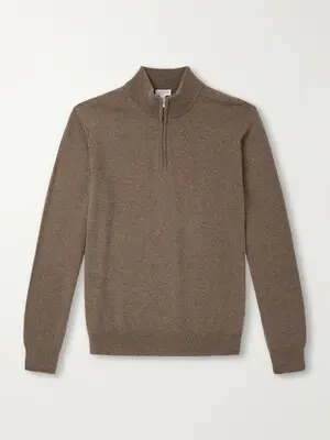 Sunspel Cashmere Half-zip Sweater - Brown