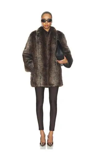ET OCHS Cooper Pelted Coat In Brown
