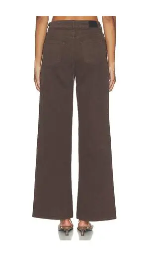 Paige Anessa Wide Leg Jeans With Front Yoke - Rich Chocolate