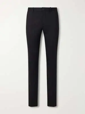 SLOWEAR Straight-leg Wool-blend Tekno Flannel Trousers - Black