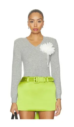 SELF-PORTRAIT Flower Wool Jumper - Grey
