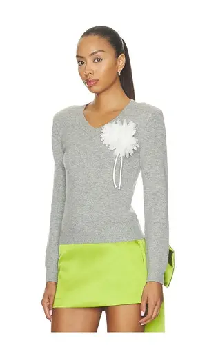 SELF-PORTRAIT Flower Wool Jumper - Grey