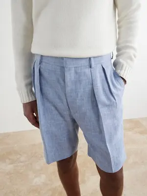 Ralph Lauren Purple Label Cotton Gabardine Pleated Shorts