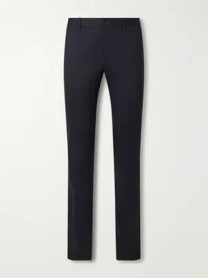 SLOWEAR Straight-leg Wool-blend Tekno Flannel Trousers - Blue