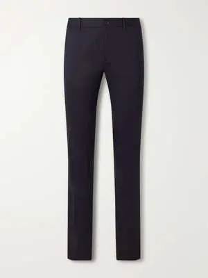 SLOWEAR Straight-leg Wool-blend Tekno Flannel Trousers - Navy