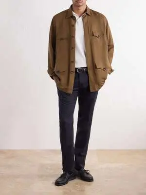SLOWEAR Straight-leg Wool-blend Tekno Flannel Trousers