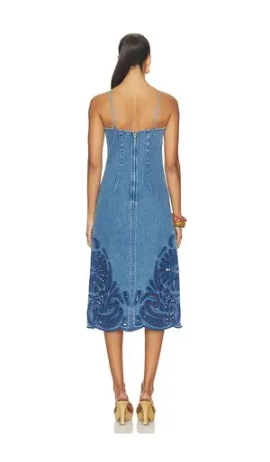 Ulla Johnson The Jane Eyelet Denim Dress In Blue