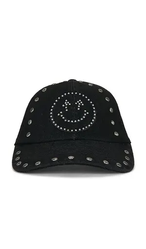 HAPPY CAPS Studded Smiley Meshback Hat - Black