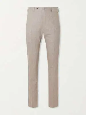 SLOWEAR Straight-leg Wool-blend Flannel Trousers - Beige